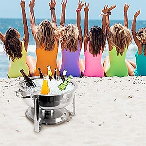 BriSunshine 2 Packs 4 QT Round Chafing Dish Set, Stainless Steel Chafing Dishes for Buffet, Food Warmers with Glass Lid & Holder for Weddings Parties Catering