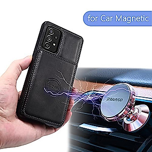 LINYUNE Galaxy S23 Ultra Wallet Case with Credit Card Slot Holder Case [4 Cards] [Car Mount Function], PU Leather Wallet Case for Galaxy S23 Ultra 5G 6.8 Inch - Black