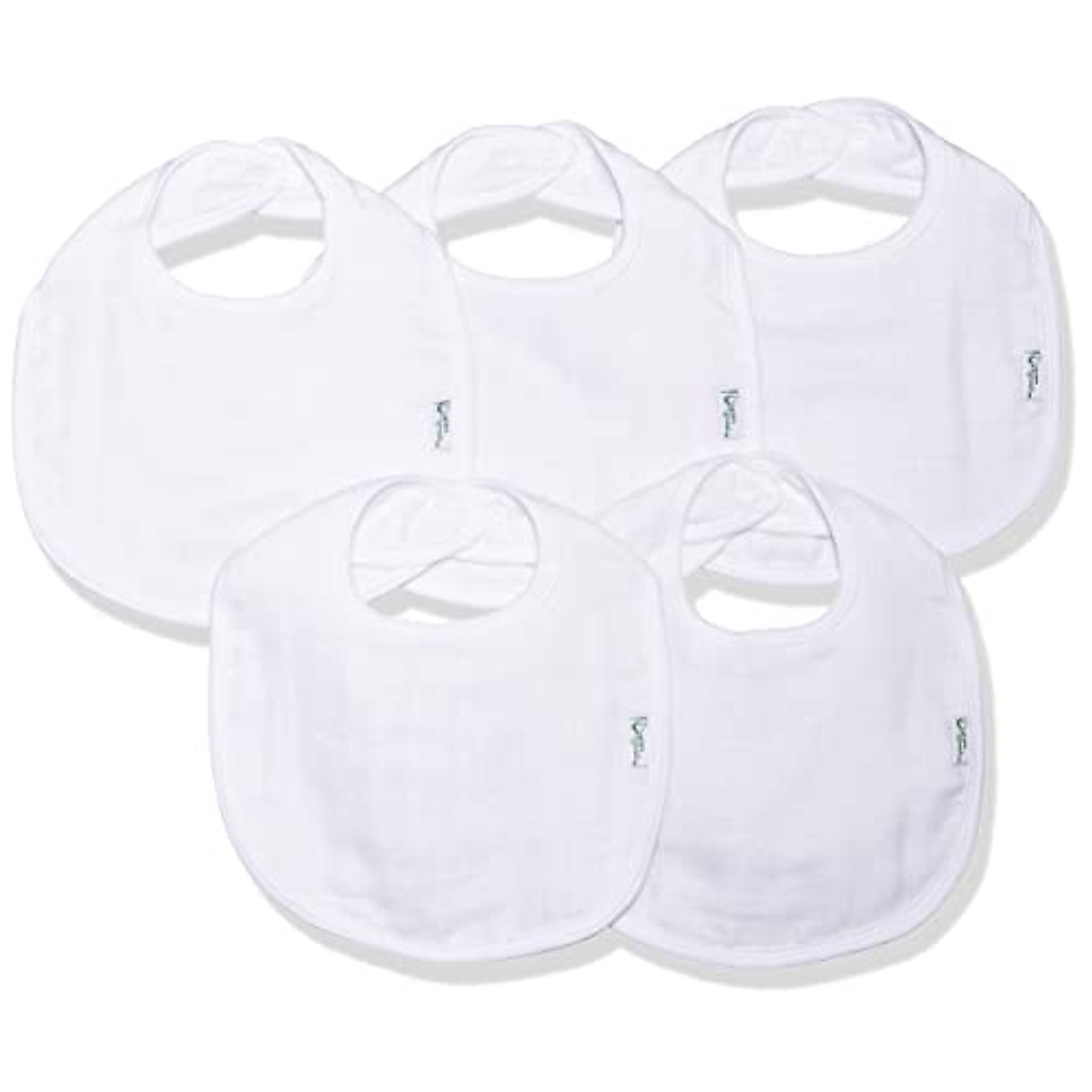 Green Sprouts Muslin Bibs Made from Organic Cotton| 4 Absorbent Layers Protect from sniffles, Drips, & drools | 100% Organic Cotton Muslin, Adjustable snap Closure, Machine Washable,5 Count