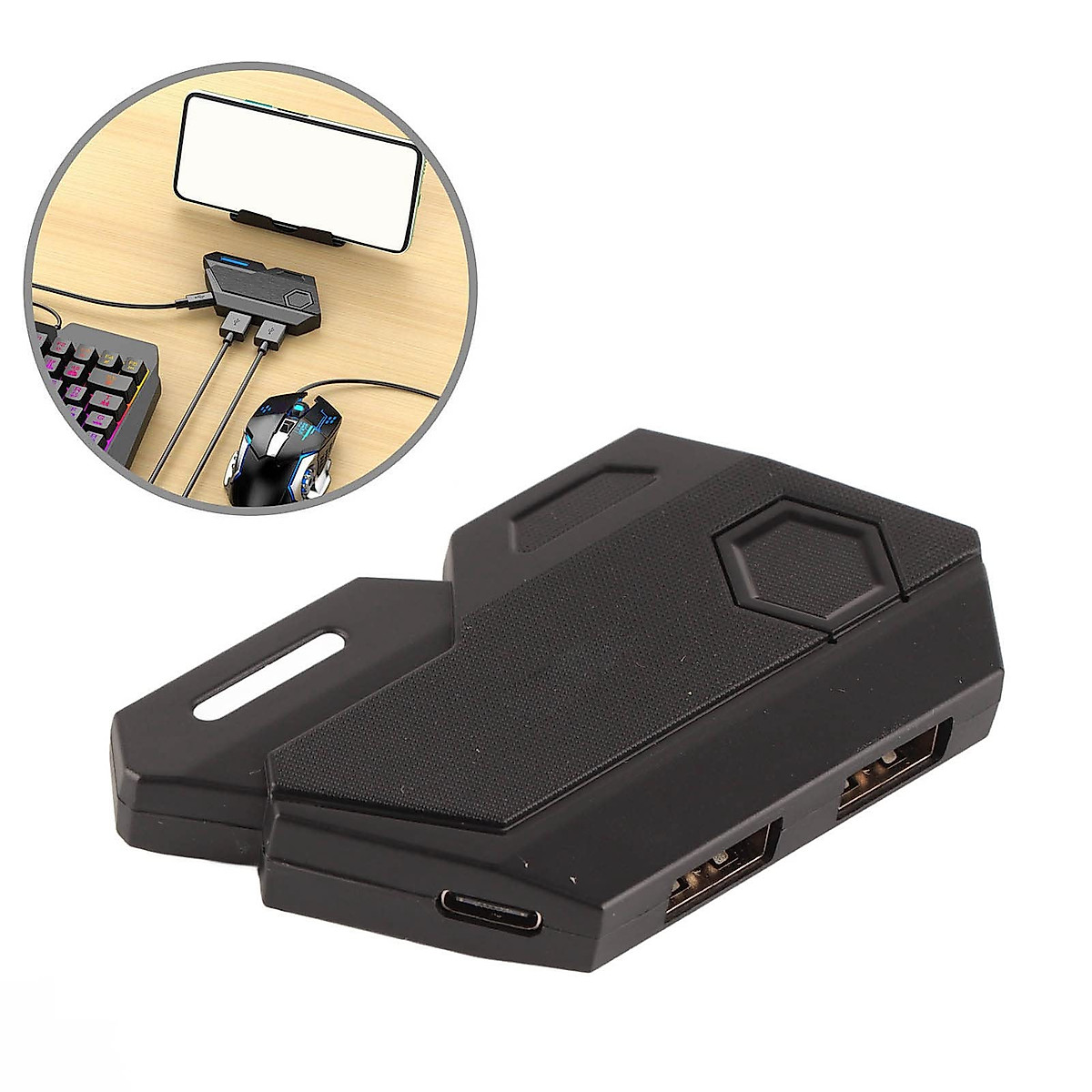 Bluetooth Keyboard and Mouse Converter for Smartphone, Wireless Low Latency USB Game Controller Converter for Android and iOS Smartphone/Tablet