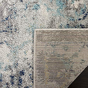 SAFAVIEH Madison Collection 10' x 14' Ivory/Blue MAD159M Boho Chic Distressed Non-Shedding Living Room Bedroom Dining Home Office Area Rug