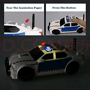 YEAM Police Car Toy Plastic Pursuit Rescue Vehicle with Sirnes Sound and Light for Kids Toddlers Boys 1:20 (Blue)