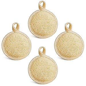 Face Exfoliating Loofah Pad Scrubber, Manual Facial Cleansing and Makeup Remover Brush 4 Pieces, Natural Loofa Sponge Pads Massage Pores and Clean Blackheads Without Hurting The Skin