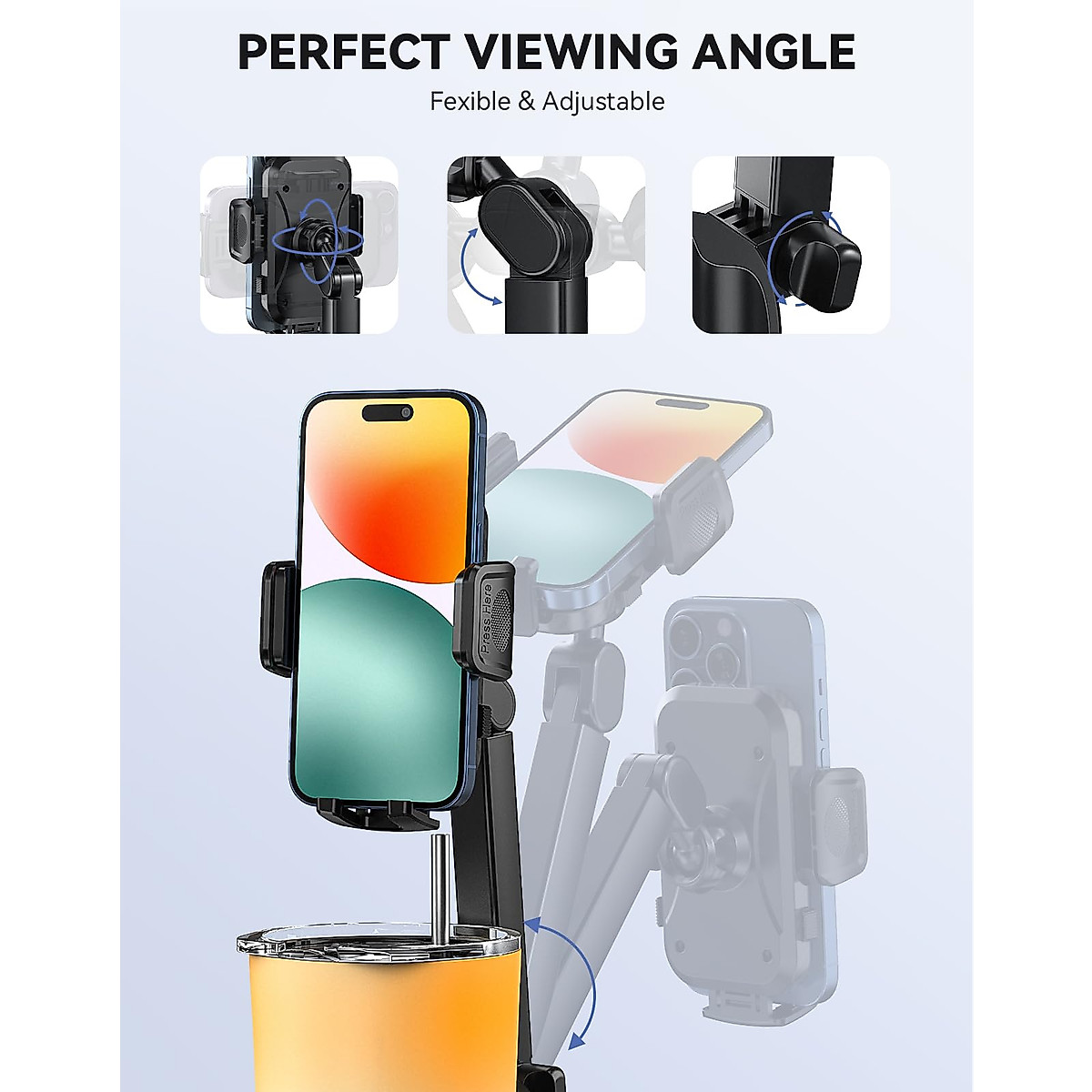 Miyamicro Cup Holder Phone Mount, Eco-Friendly Easy Install 2-in-1 Rotatable Car Phone Holders Cell Expander for 4-7" iPhone/Android/Truck,Perfectly Fit 3-4.3" Round & Rectangle Cup Holder (Black)