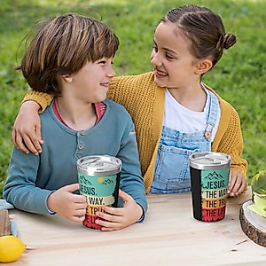 12oz Tumbler Vintage Jesus The Way Truth Life Stainless Steel Cup With Straw And Lid Spill Proof Bulk Double Wall Vacuum Reusable Water Tumblers For Cold Hot Drink