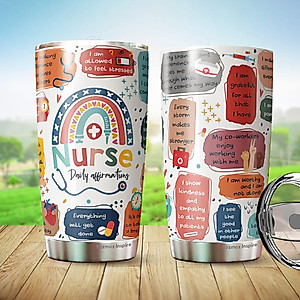 Nurse gift-Nurse accessories for work-gifts for nurses-nursing graduation gifts-nurses week-nursing gifts for new nurses- nurse cup- nurse appreciation gift Nurse Daily Affirmations Tumbler 20oz
