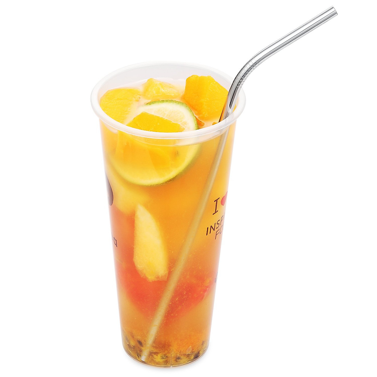 OKGD 25 Piece Set Stainless Steel Straws Long 8.5 Inch Drinking Metal Straws Reusable Drinking Straws for 20 OZ (20 Bent|5 Brushes)