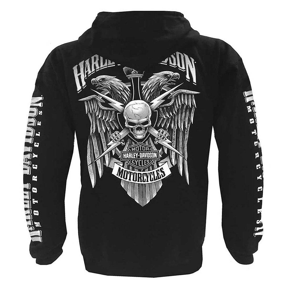 Harley-Davidson Men's Lightning Crest Full-Zippered Sweatshirt, Black (XL)