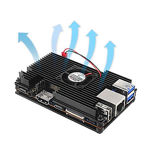 Cover Case with Cooling Fan for Orange Pi 5/5B, Aluminum Alloy Case with Silicone Heatsinks Cooling Fan
