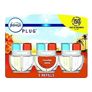 Febreze Odor-Fighting Fade Defy PLUG Air Freshener Refill, Hawaiian Aloha, (3) .87 fl. oz. Oil Refills