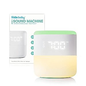 Frida Baby 3-in-1 Sound Machine + When-to-Wake Clock + Nightlight | White Noise Soother, Sleep Trainer, Alarm Clock, Nursery + Toddler + Kids Bedroom (Bluetooth)
