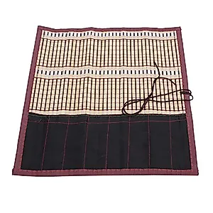 Breathable and Light Weight, Bamboo Calligraphy Paintbrush Holder, Art Brush Roll-Up Bag, Art Supplies