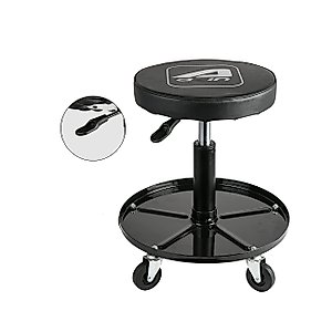 Aain® Adjustable Height Swivel Shop Seat with Tool Tray, Rolling Stool with Wheels/Casters For Garage Workshop and Auto Repair Shop(Black)