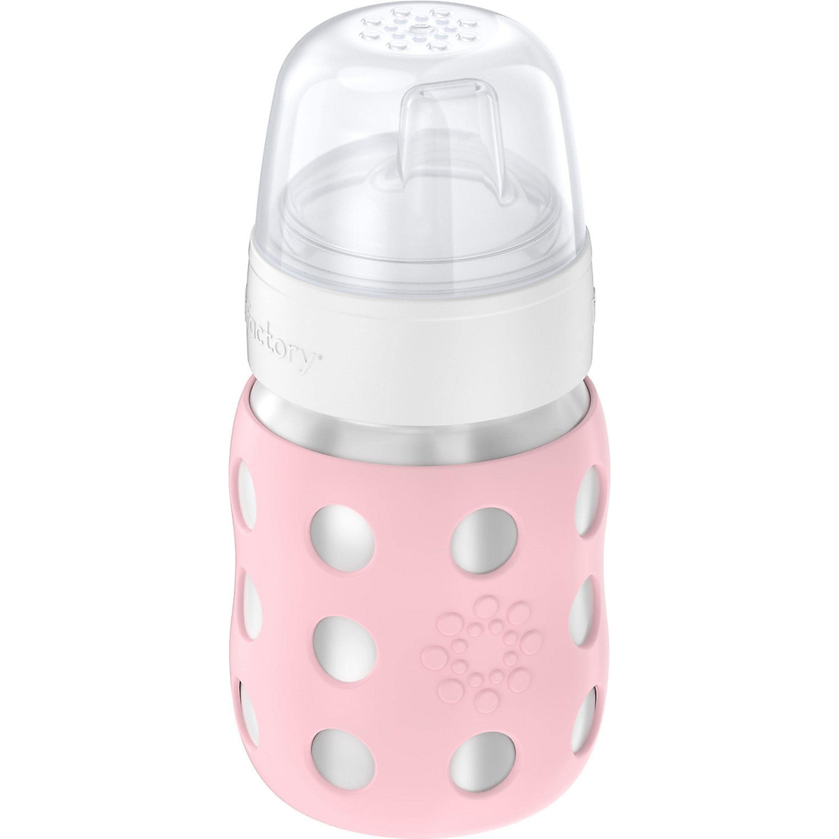 Lifefactory 8-Ounce Stainless-Steel Vacuum-Insulated Wide-Neck Baby Bottle with Sippy Nipple, Desert Rose (LS2251WDR4)