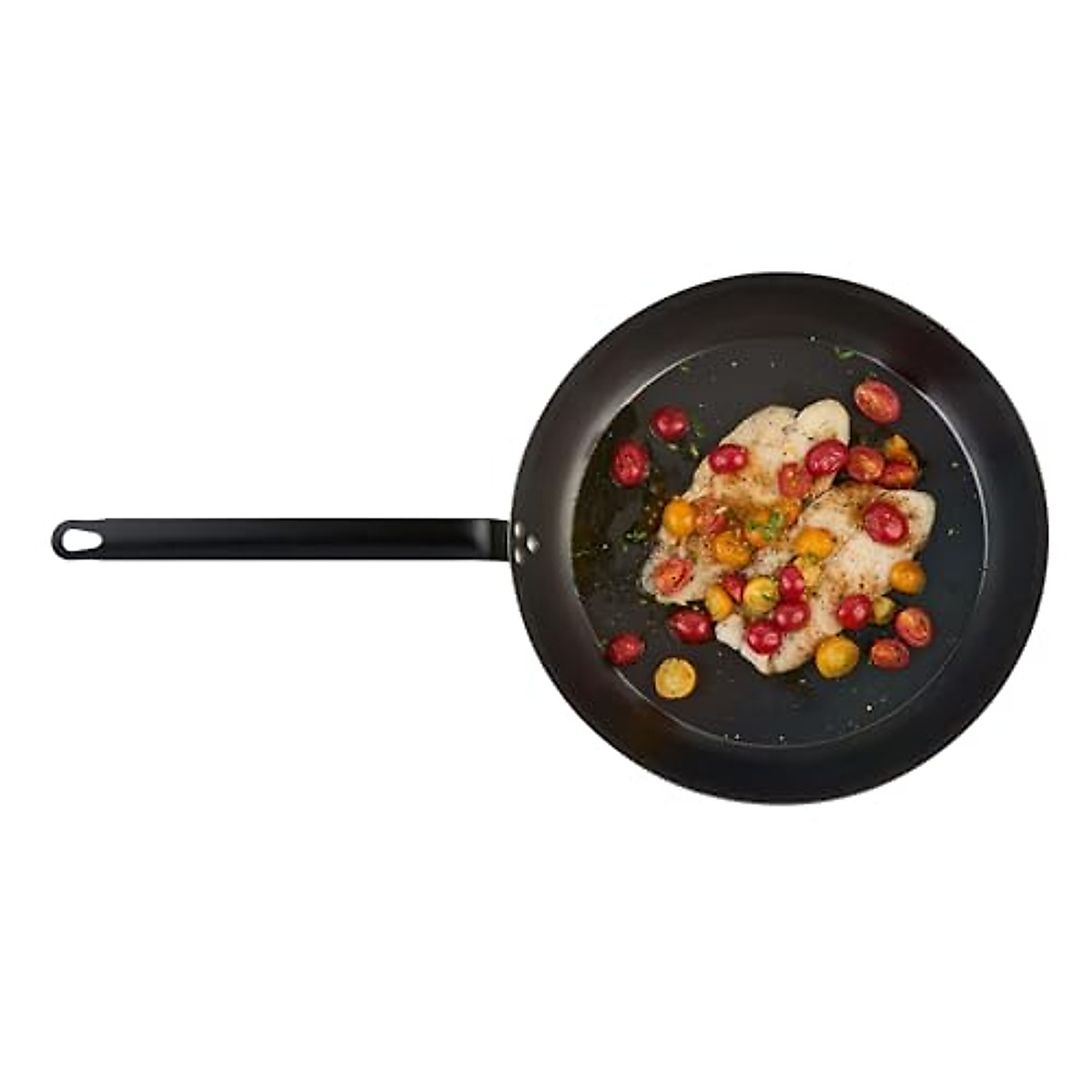 Restaurantware Met Lux 14 Inch Fry Pan, 1 Lightweight Frying Pan - Induction-Ready, Triple-Riveted, Black Carbon Steel Cooking Skillet, Durable, For Searing, Sauteing, And Browning Food