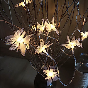 keeda 3D Butterfly String Lights for Bedroom Battery Operated Copper Wire Butterfly Fairy Lights Decor for Holiday Party Patio Terrace Birthday (9.85ft 20LED, Warm White)