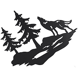 DOITOOL Metal Silhouette Wall Art Wolf in The Tree Christmas Metal Wall Art Hanging Decor for Living Room Garden Bedroom Office Home Wall Housewarming Party