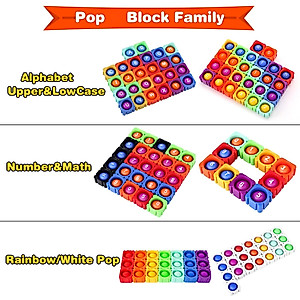 NowFuture Alphabet Pop Fidget-Blocks,Upper&Lowercase Match Game.Rainbow Seven Color.DIY Puzzle Letter pops its-Classroom,Alphabet-Learning-Spelling Toy