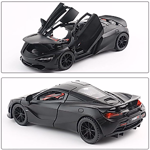 Diecast Toy Car McLaren 720S Sports Car Model,Zinc Alloy Simulation Casting Pull Back Vehicles,1:32 Scale Mini Supercar Toys with Lights and Music for Toddlers Kids Children Gift (720S-Black)