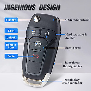 Keymall Flip Key Fob Keyless Entry Remote Control for Ford F150/F250/F350/F450/F550 2017-2020 for Ford Ranger 2019 2020(FCC ID:N5F-A08TDA P/N:164-R8134) 4 Buttons (Aftermarket)