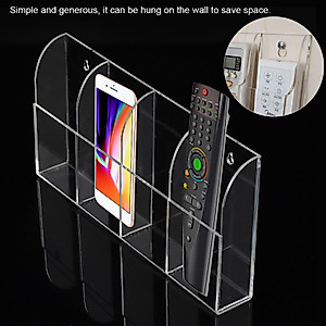 TV Remote Control Holder Wall Mount Acrylic Clear Media Organizer Storage Box Case Convenient Caddy Organizer with 4 Grids for Table Desk Bedside