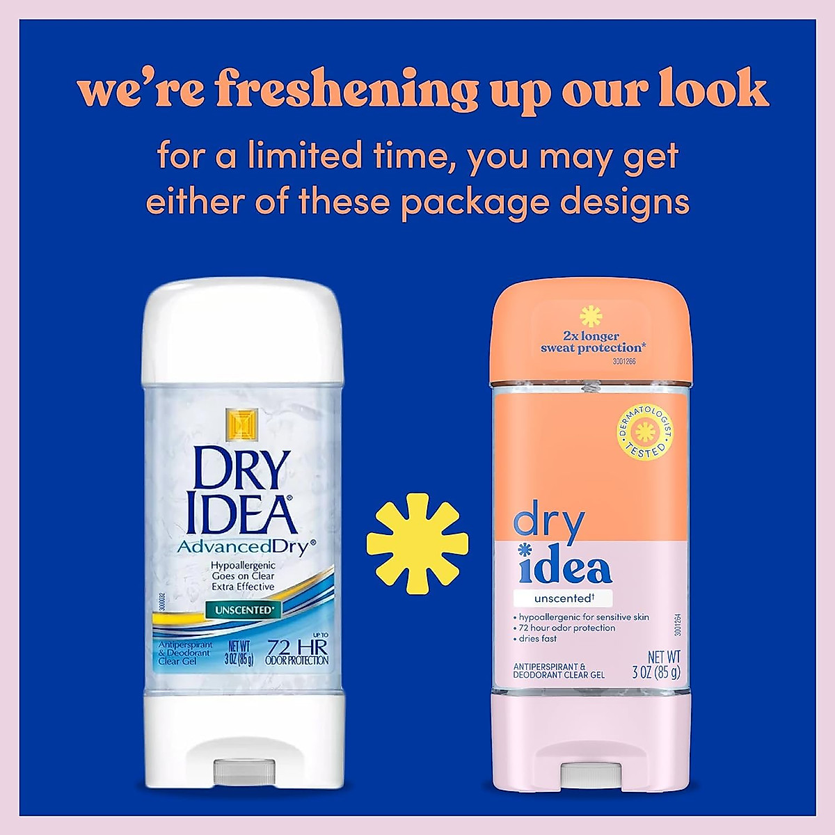 Dry Idea AdvancedDry Unscented Antiperspirant & Deodorant Clear Gel 3.0FL OZ (Pack of 3)