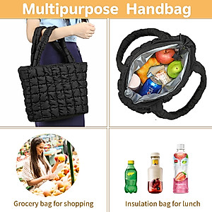 CAMTOP Lunch Box for Women Girls Insulated Cute Lunch Tote Bag Lunchbox Cooler Puffer Bag for Work Travel Picnic(Black)