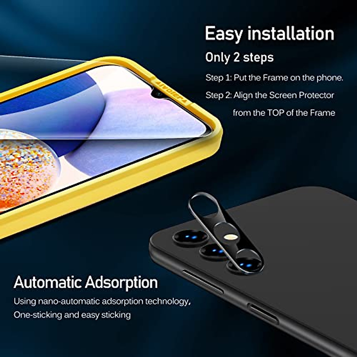 ivoler [3+3 Pack] Tempered Glass for Samsung Galaxy A14 4G / 5G Screen Protector 6.6'' [3 Pack] with [3 Pack] Camera Lens Protector with [Alignment Frame], Anti-Scratch Case Friendly HD Clear Film