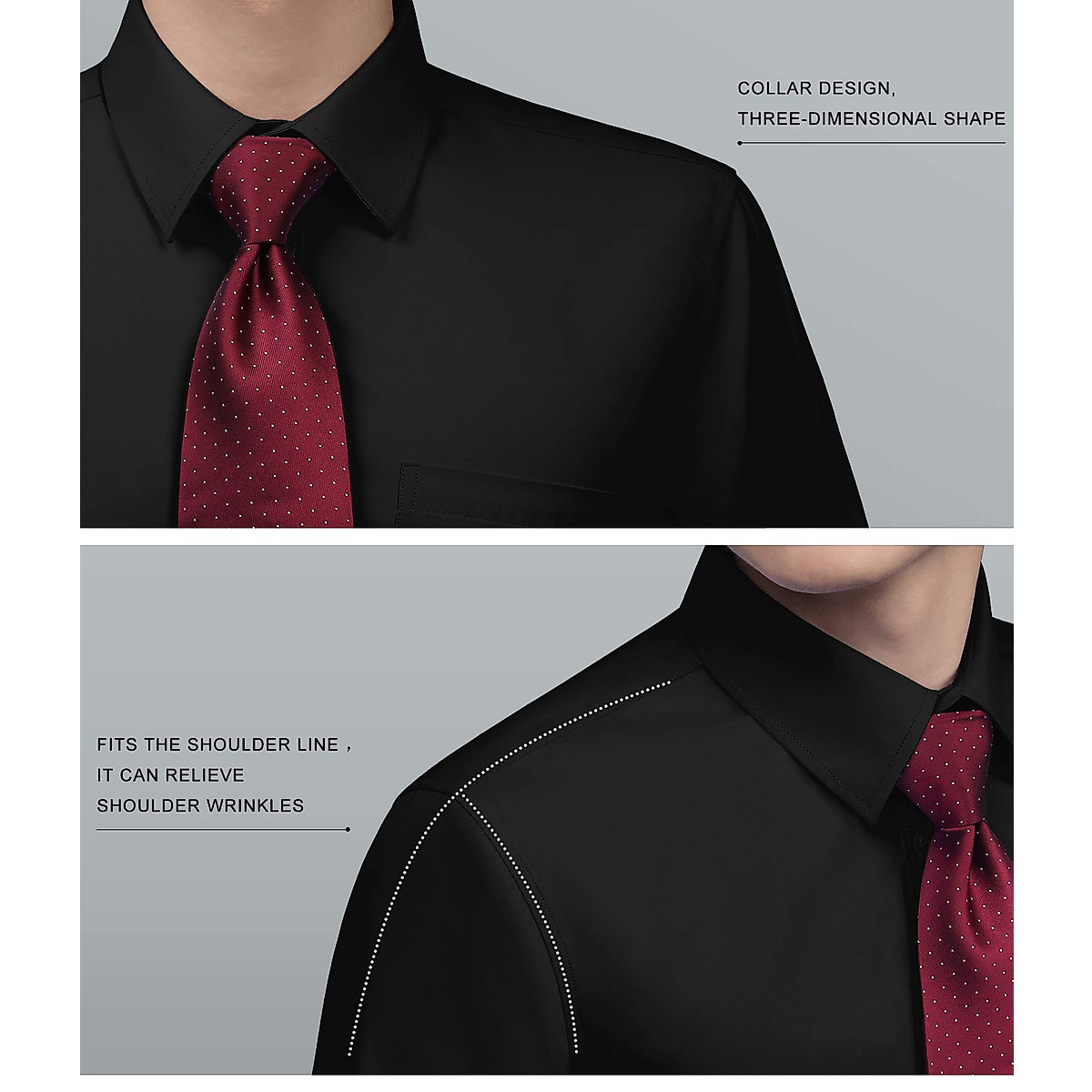 HISDERN Mens Black Dress Shirts Long Sleeve Casual Formal Button Down Shirt for Men Black Gold Plaid Inner Contrast Button Up Club Shirt