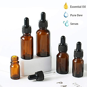Kingrol 40 Pack Amber Glass Bottles with Glass Eye Dropper, 1/2 oz Dropper Bottles for Essential Oils, Perfumes, Aromatherapy, Chemistry Lab Chemicals