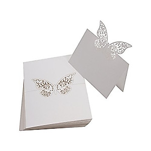 Vanki Pack of 50 Wedding Party Table Name Place Cards Favor Decor Butterfly Laser Cut Design