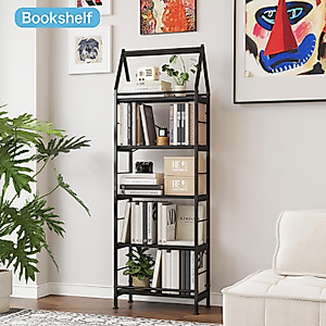 PROXRACER 5-Tier Bookshelf, 24 Inch Tall Standing Bookcase, Modern Display Shelf Unit Storage Organizer Rack for Study Room Home Office,Black