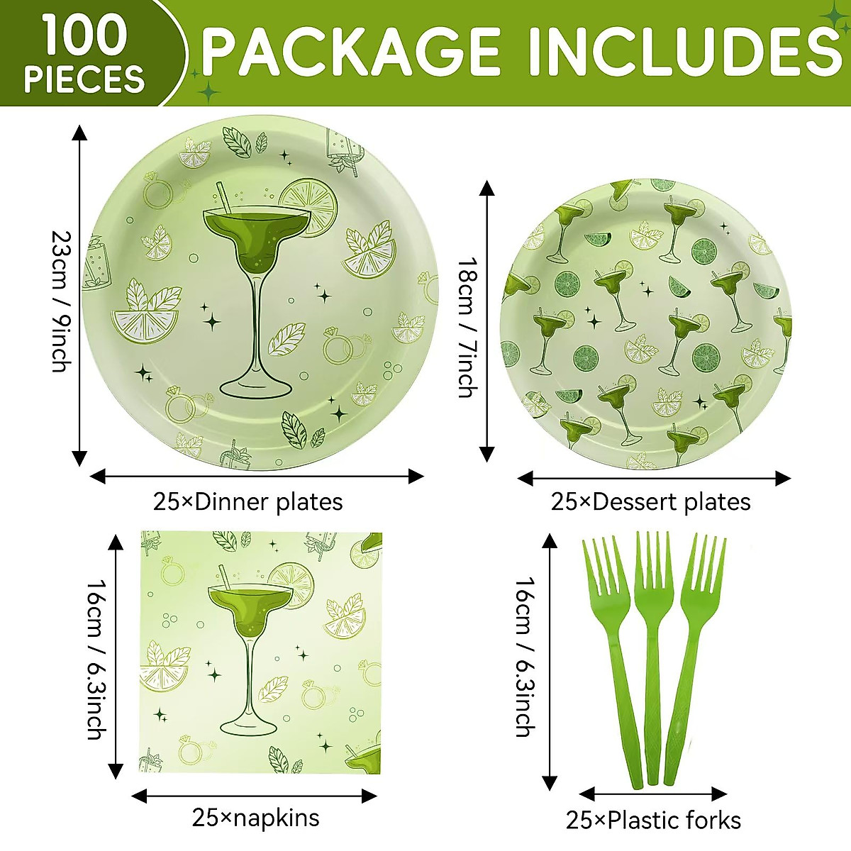 100 Pcs A Tiny Bit Older Decor Margs & Matrimony Bachelorette Party Decorations Martini Birthday Plates and Napkins Supplies for Carnival Fiesta Wedding Engagement Bridal Shower Favors for 25 Guests