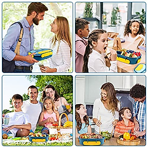 Tsmsv 1800ML Bento Box Adult Lunch Box,Adult Bento Box,Lunch Box Containers,Lunch Containers for Adults,Bento Boxes,Bento Lunch Box for Adults,Bento Box Accessories with Fork,Cake Cups,Sauce Cup-Blue