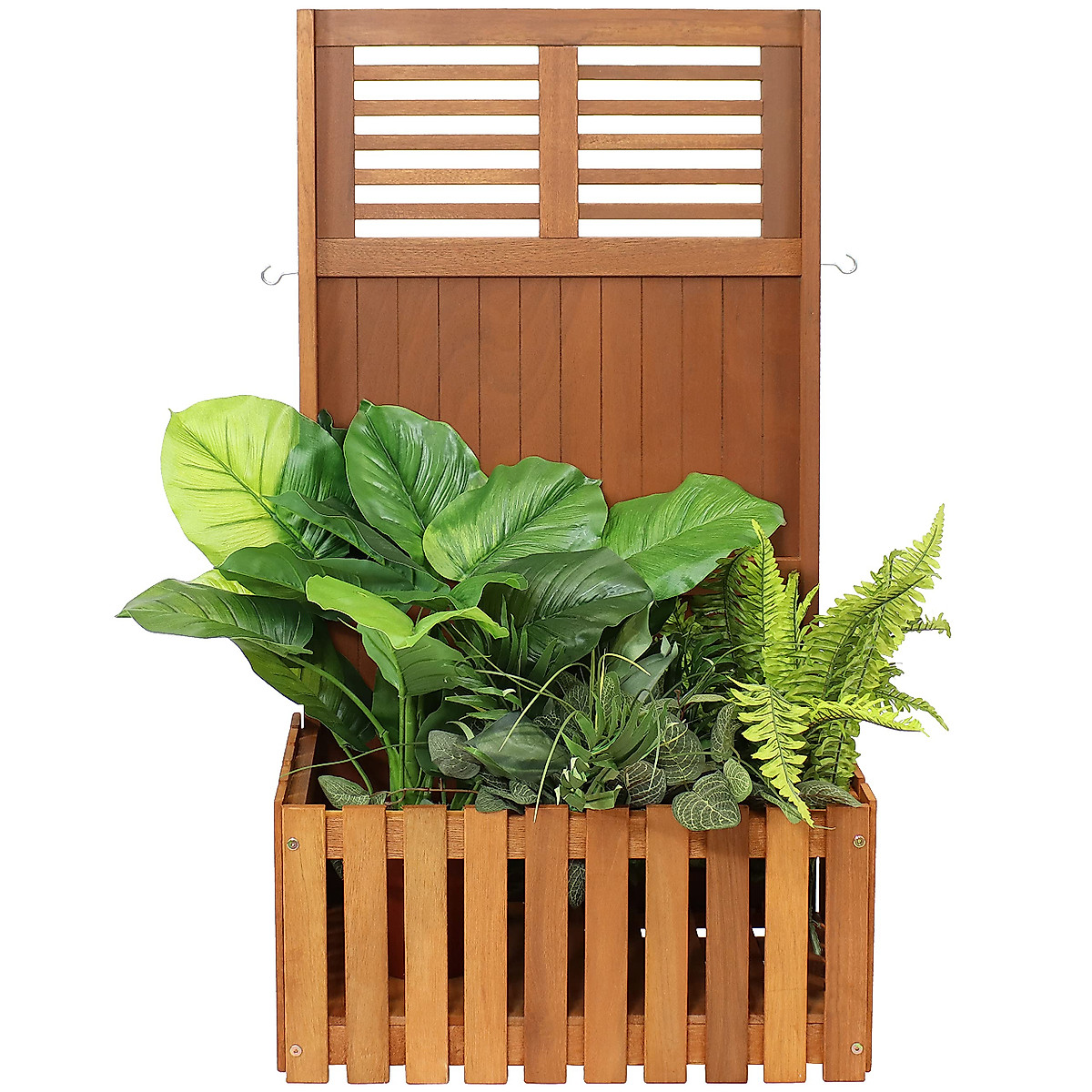 Sunnydaze Outdoor Wooden Garden Planter Box with Privacy Screen