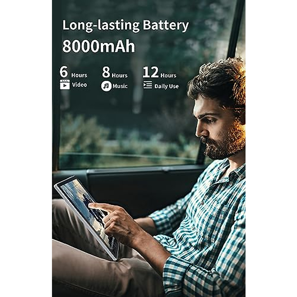 VNEIMQN 10 inch Tablet, Android 12 Tablet, 10.1”, 1080p Full HD, 8GB RAM/128GB ROM/8-Core CPU, 1TB Expand, 8000mAh, 5MP front/13MP Back Camera, WiFi 6, GPS, 1920 * 1200 Display, Bluetooth 5.0