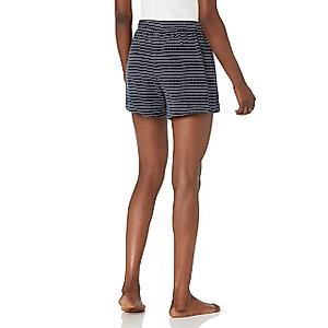 Amazon Essentials Women's Lightweight Lounge Terry Pajama Shorts, Navy White Mini Stripe, Medium