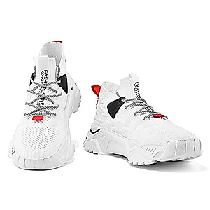 MATRUPLE Mens Fashion Sneakers High Top Casual Shoes Athletic Walking Mesh Comfortable Sports Shoe White