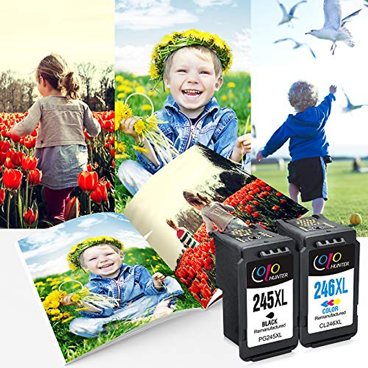 Colohunter Remanufactured Ink Cartridge Replacement for Canon PG-245XL CL-246XL PG-243 CL-244 to use with Pixma TS202 TS3120 TR4520 MG2922 MG3020 IP2820 MG3022 MG2420 MX490 MX492 (2-Pack)