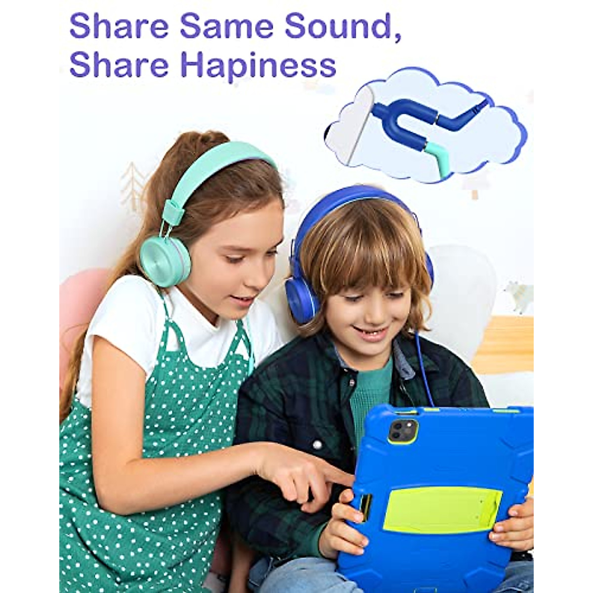 Nabevi Kids Headphones with Microphone, Over-Ear Headphones for Kids Boys Girls