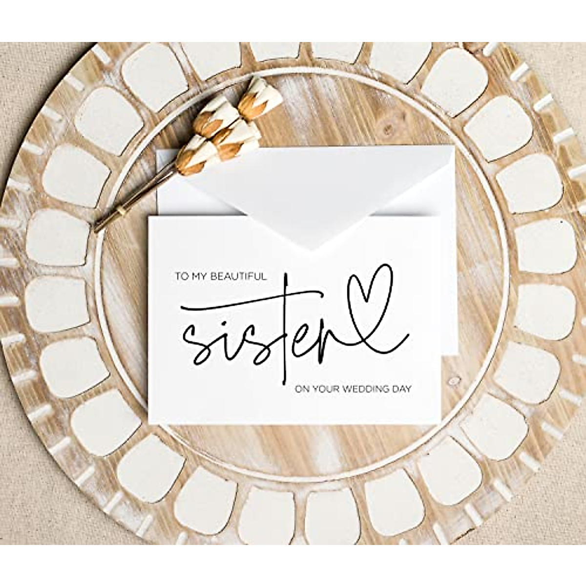 To My Sister on Your Wedding Day Card, Gift for Bride from Brother and Sister, 1 x Card and Matching Envelope