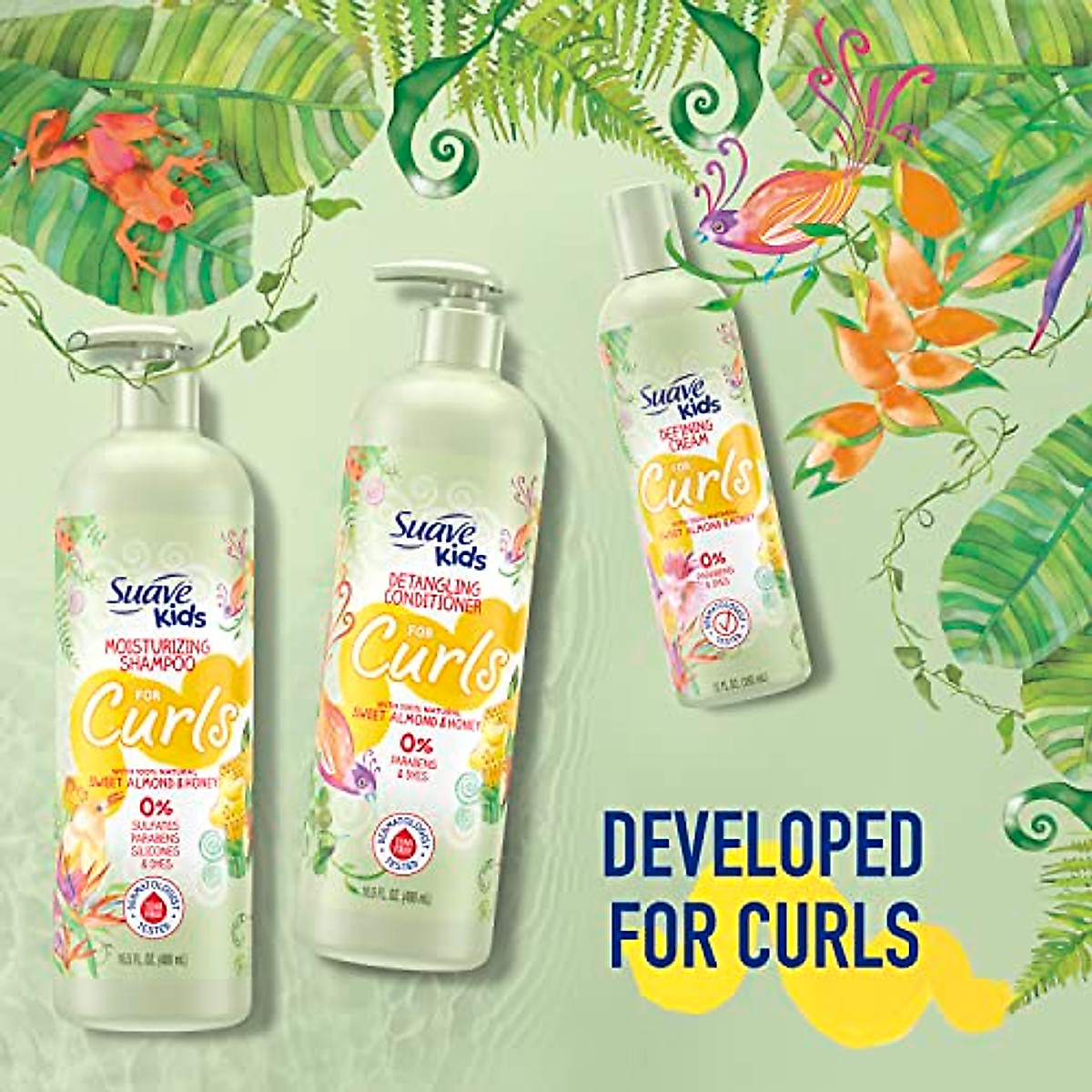 Suave Kids Shampoo and Conditioner Set - Kids Curly Hair Products Infused with Sweet Almond & Honey, Moisturizing Shampoo and Detangling Kids Conditioner, 16.5 Oz Ea (2 Piece Set)