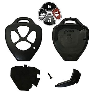 Key Fob Case Shell Fit for Toyota Camry Corolla Avalon Matrix RAV4 Venza Yaris 4 Buttons Replacement Keyless Entry Remote Car Key Fob Cover Casing With Button Pad (Black)