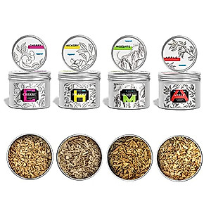 TMKEFFC Wood Chips 4 Pack 16 Oz, For Smoking Gun, Hand-held Smoke gun Smoker Infuser, Sawdust for Smoked Drinks, Food, Cocktails, Cheese, Desserts (Apple, Cherry, Hickory, Mesquite)