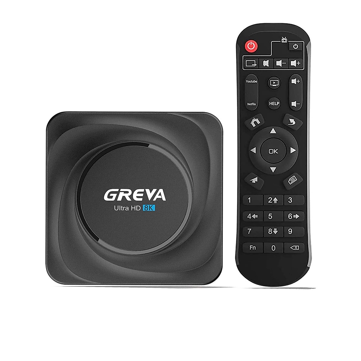 GREVA 8K Android TV Box 8GB RAM 128GB ROM Smart Player with Remote with Gigabit Ethernet WiFi5 BT4.2 for Smart TVs and Display with HDMI, Black