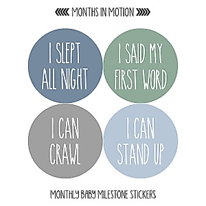 Baby Monthly Stickers | Milestone Stickers | Newborn Month Stickers for Baby Girl or Boy | Gender Neutral Stickers | Birth Announcement (Set of 24)