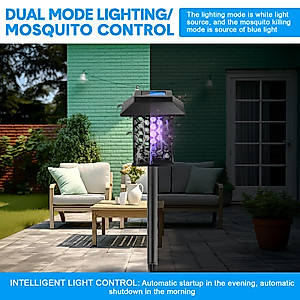 Qualirey 4 Pcs Solar Bug Zapper Outdoor Waterproof Mosquito Zapper Outdoor Mosquito Killer Lamp for Indoor Garden Patio Backyard Use Insect Fly Pest Mosquito Repellent, Purple and White Light