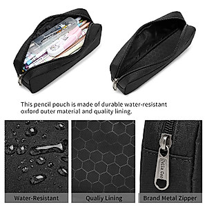 Della Gao Small Pencil Case Large Capacity Pencil Pouch Marker Pen Bag Coin Pouch Office Stationery Organizer (Balck)