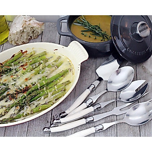 French Home Laguiole Hostess Set – 5-Piece Serving Utensils Set with Slotted Serving Spoon, Spatula, Serving Fork, and 2 Serving Spoons – Elegant and Versatile Laguiole Flatware Set
