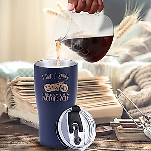 Gifts For Dad Biker Tumbler – I Don't Snore I Dream I'm A Motorcycle - Grandpa Gifts, Birthday, Christmas Gifts for New Grandpa, Granddad, New Grandfather, Husband, Men Travel Mug(Navy Blue, 20 OZ)